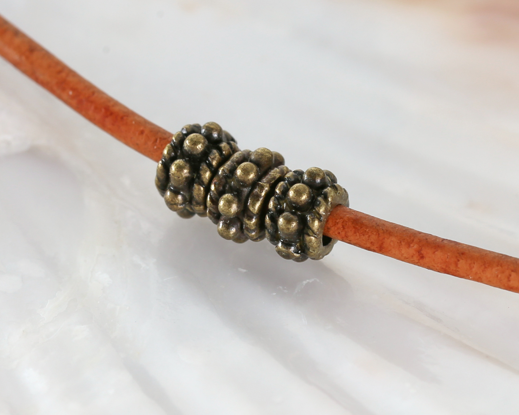 Antique Brass (plated) Roped & Beaded Spacer Bead 3x4.8mm
