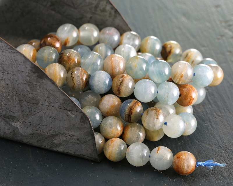 Argentina Banded Blue Calcite Round 8mm