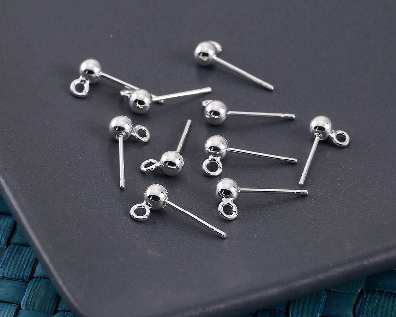 Silver (plated) Ball w/ Loop Post Earring 4mm