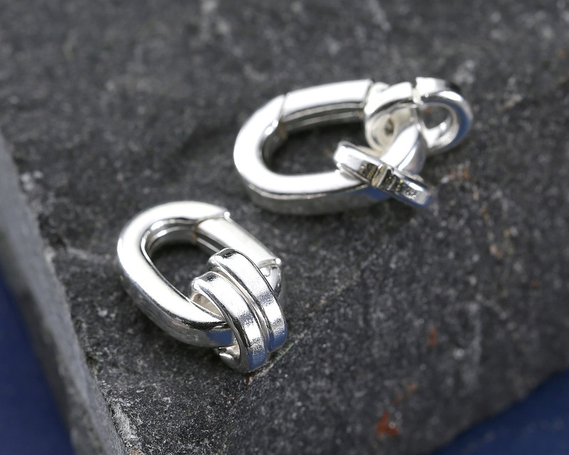 Silver (plated) Hinged Oval Clasp 10x14mm, 6.7x8mm Rings (20 pieces)