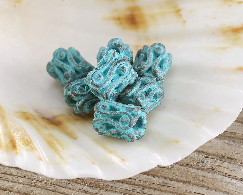 Mykonos Copper (plated) Patina Squiggle & Balls Barrel 7x6mm