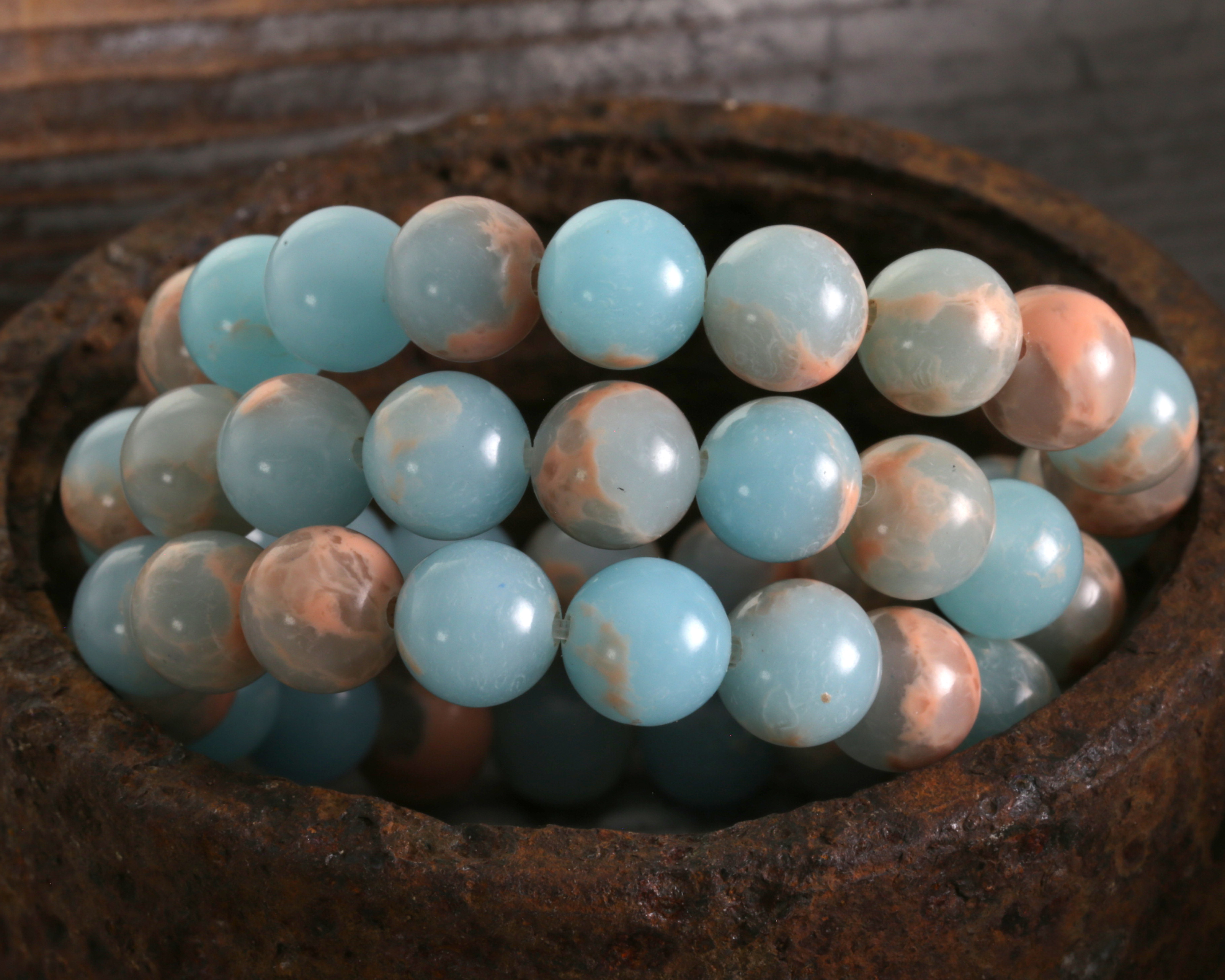 Sky Blue Impression Jasper Round 8mm