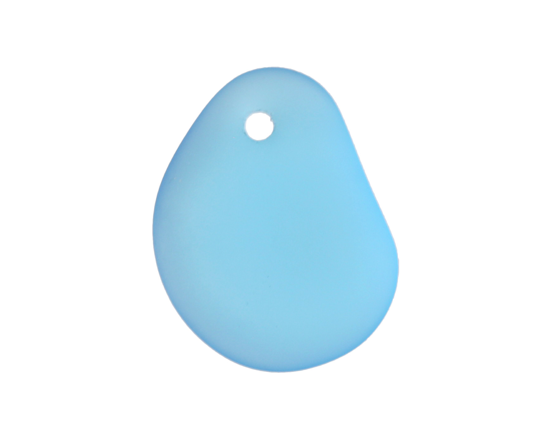 Pacific Blue Beach-Style Glass Large Pebble Pendant 23-25x27-33mm