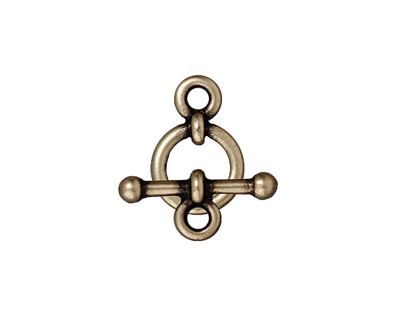 TierraCast Antique Brass (plated) 3/8" Anna Toggle Clasp 10x13mm, 16mm bar