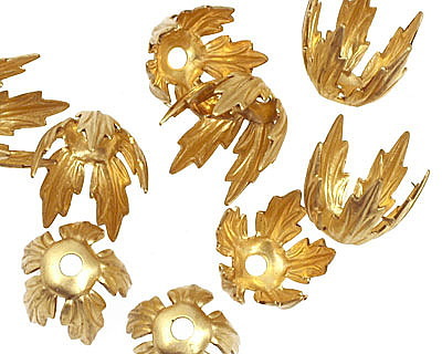 Brass Small Pointed Leaf Bead Cap 12x13mm