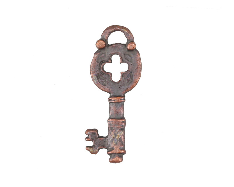 Mykonos Antique Copper (plated) Key Pendant 12x32mm