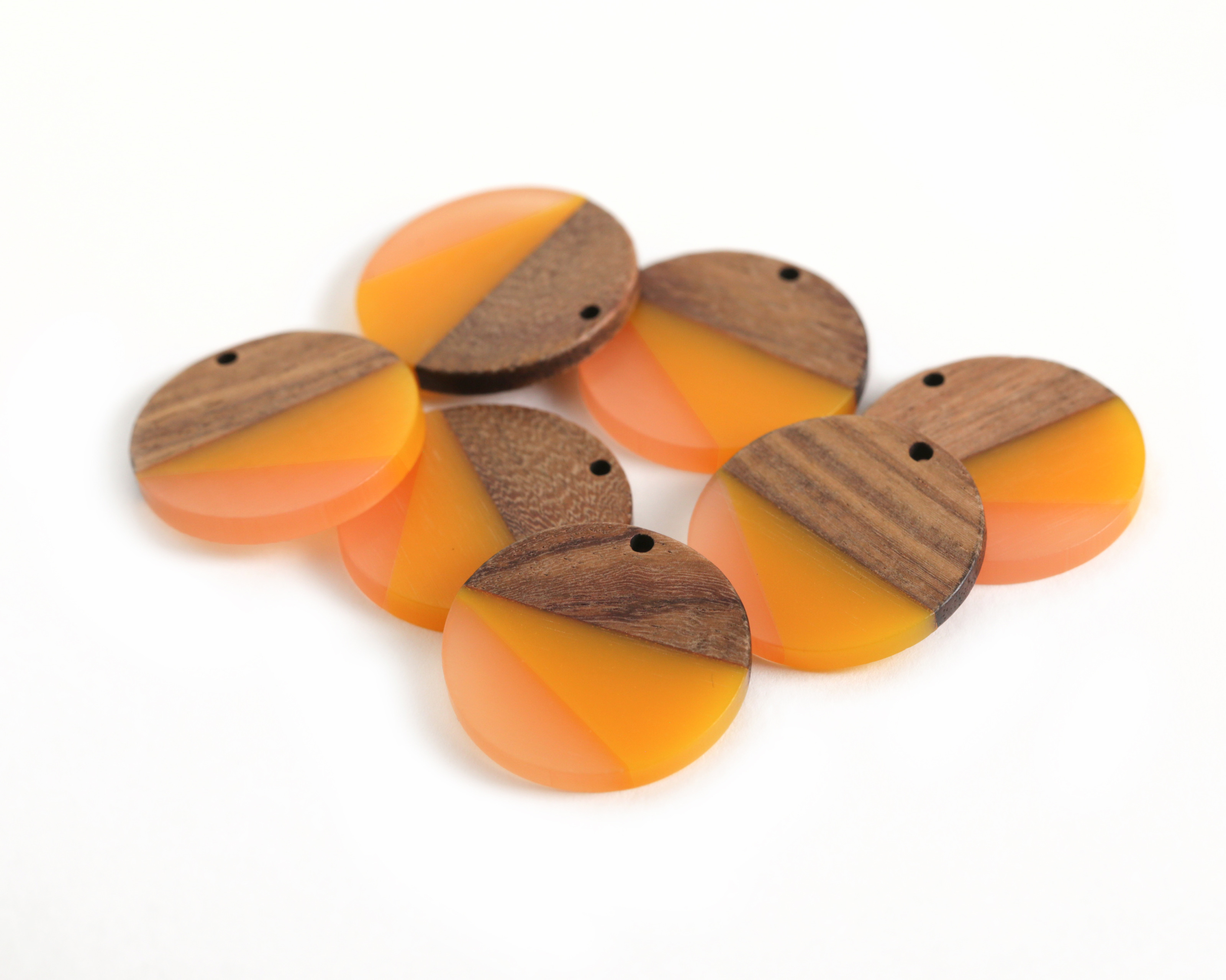 Walnut Wood & Sunrise Resin Coin Focal 28mm