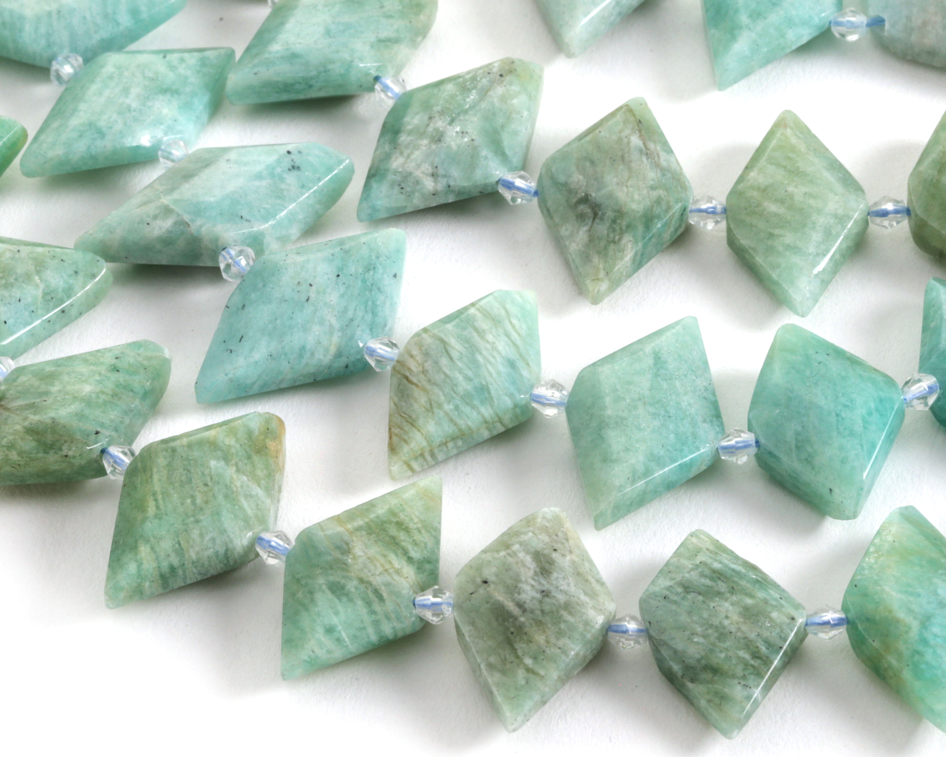 Brazil Amazonite Faceted Side-Drilled Diamond 16-18x27-30mm