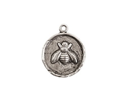 Nunn Design Antique Silver (plated) Small Round Bee Charm 20x25mm