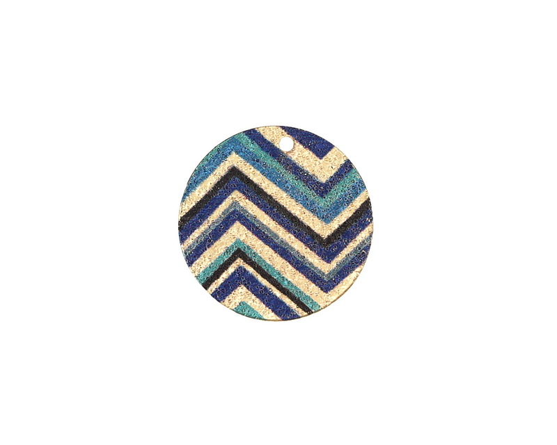 Zig-Zag Etched & Printed Gold Finish Coin Focal 20mm