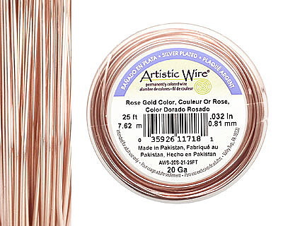 Artistic Wire Silver Plated Rose Gold 20 gauge, 25 feet