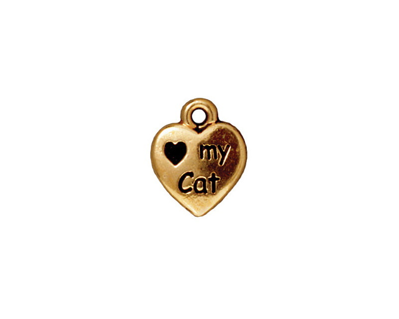 TierraCast Antique Gold (plated) Love My Cat Charm 10x12mm