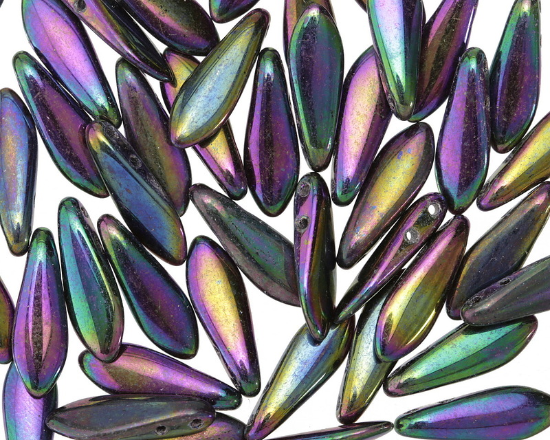 CzechMates Glass Iris Purple 2-Hole Dagger 5x16mm