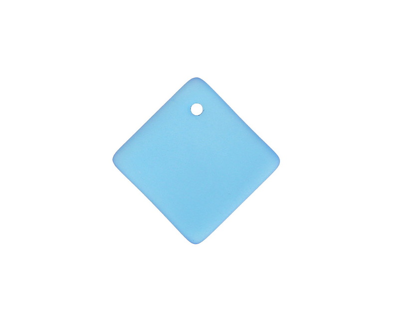 Pacific Blue Beach-Style Glass Curved Diamond Square Pendant 18mm