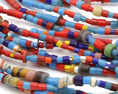 African Glass Mixed Ghana Beads 2-5x3-6mm