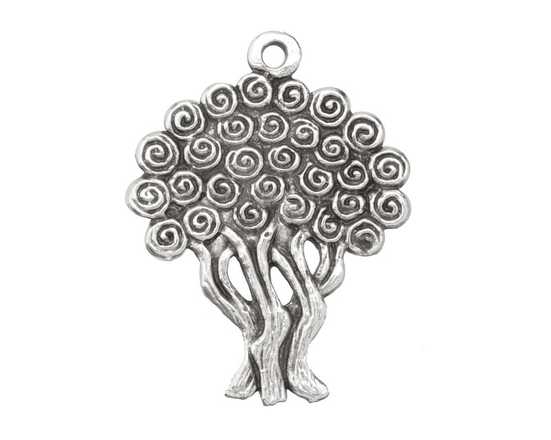 Mykonos Antique Silver (plated) Double Sided Tree of Life Pendant 30x40mm