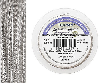 Twisted Artistic Wire Tarnish Resistant Silver 20 gauge, 4 yards