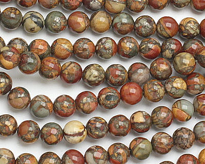 Red Creek Jasper w/ Pyrite Round 8mm