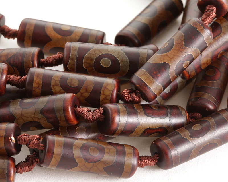 Tibetan (Dzi) Agate Barrel 30x10mm