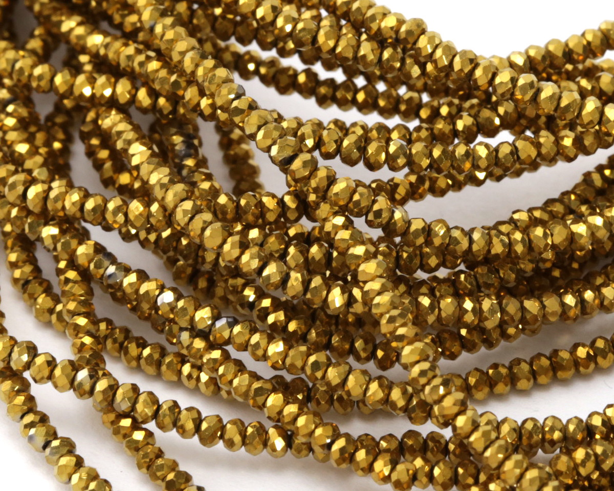 Antique Gold Crystal Faceted Rondelle 2mm