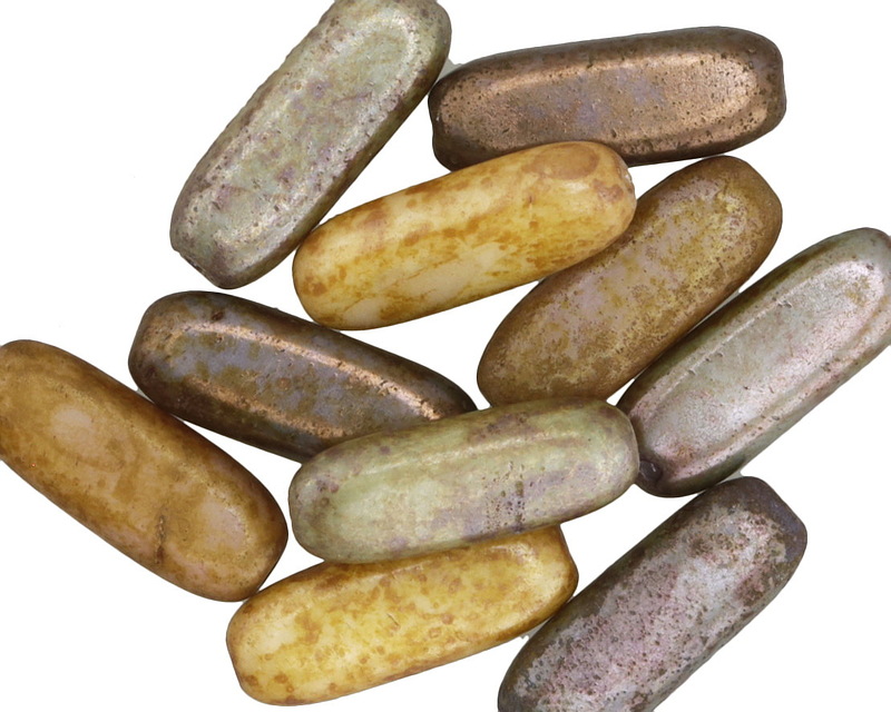 Czech Glass Fruit Cake Elongated Rectangle 18x7mm