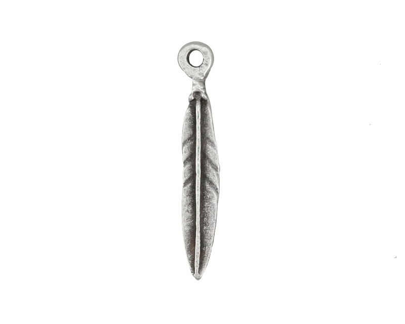 Mykonos Antique Silver (plated) Feather Drop 4x30mm